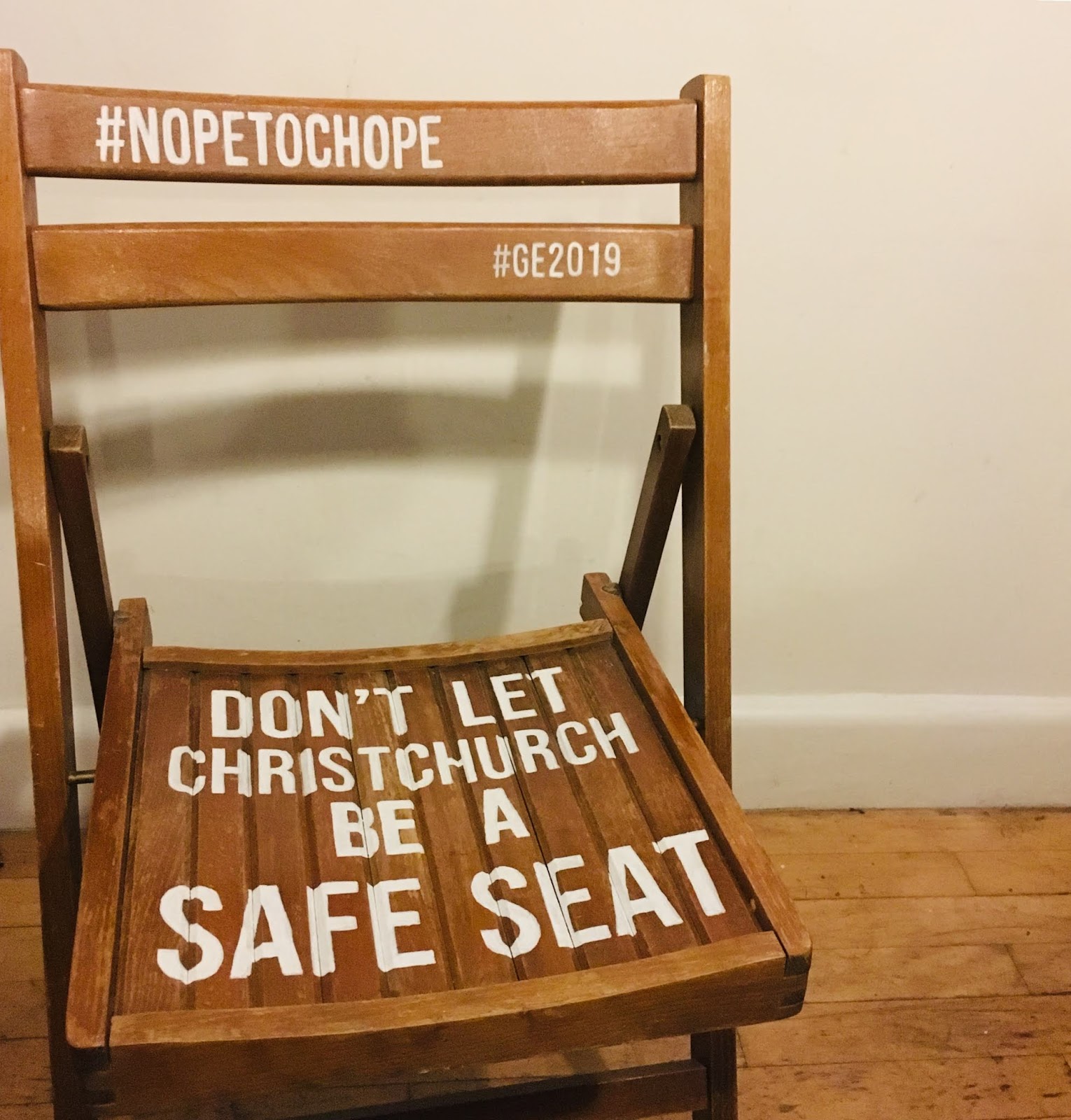 No Chair for Chope - an artist's protest against Christchurch MP